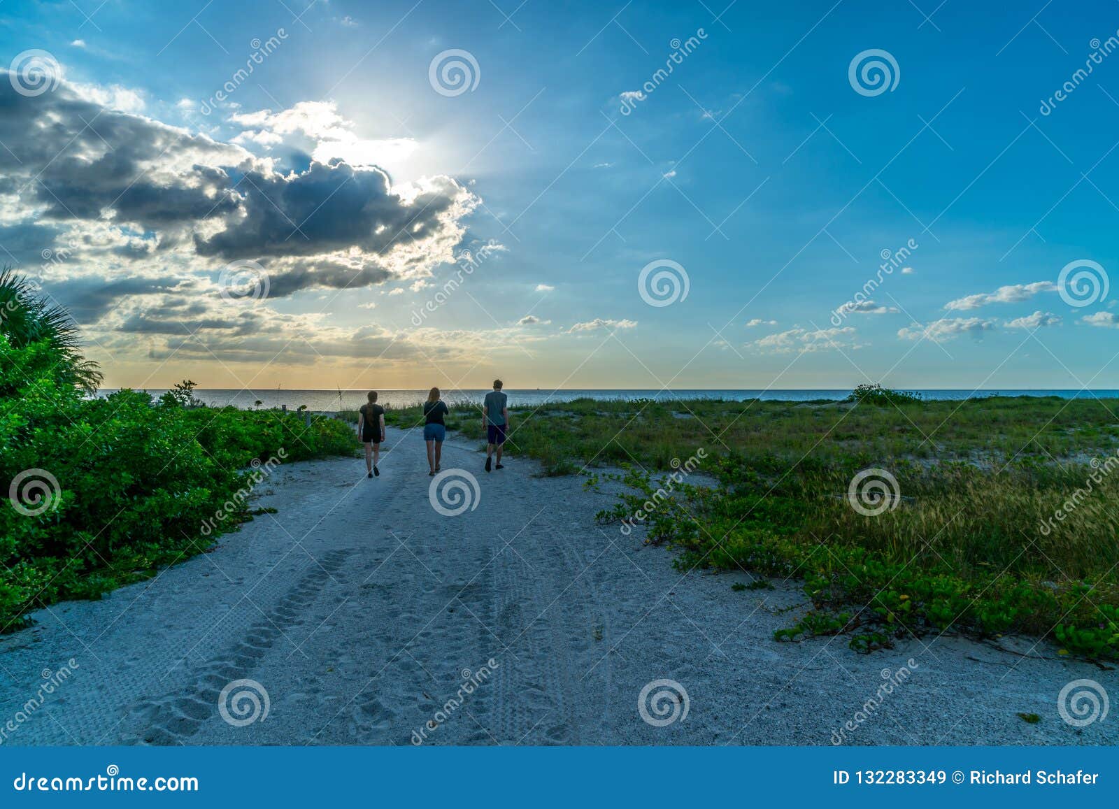 An Evening Walk on the Beach Editorial Stock Image - Image of clouds ...