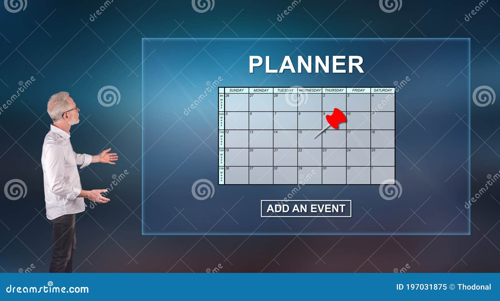 An Event Adding on Planner Concept Explained by a Businessman on a Wall ...