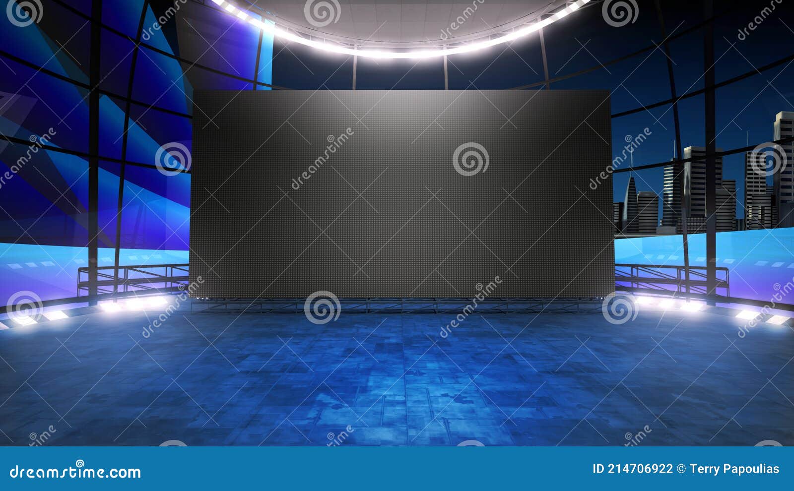 Event Arena Studio Backdrop with a Big Videowall . Stock Illustration ...