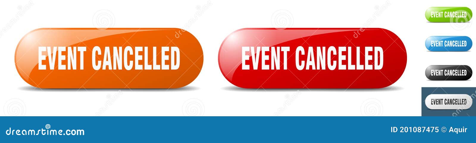 Event Cancelled Button. Key. Sign. Push Button Set Stock Vector ...