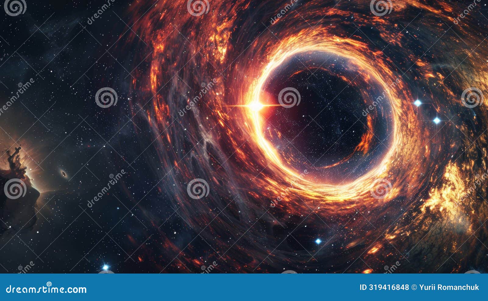 Event Horizon. Black Hole Visualization in Space with Stars and Extreme ...