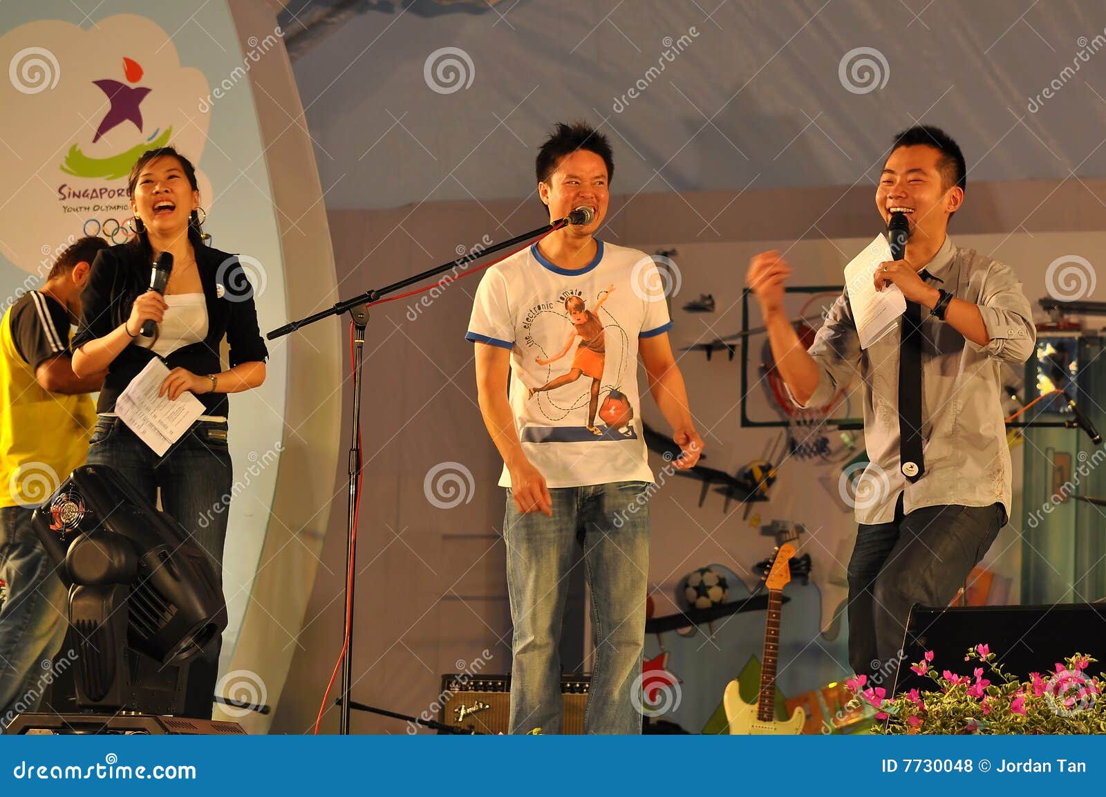 Event Hosts and Singer on Stage during CAN! Party Editorial Stock Photo ...