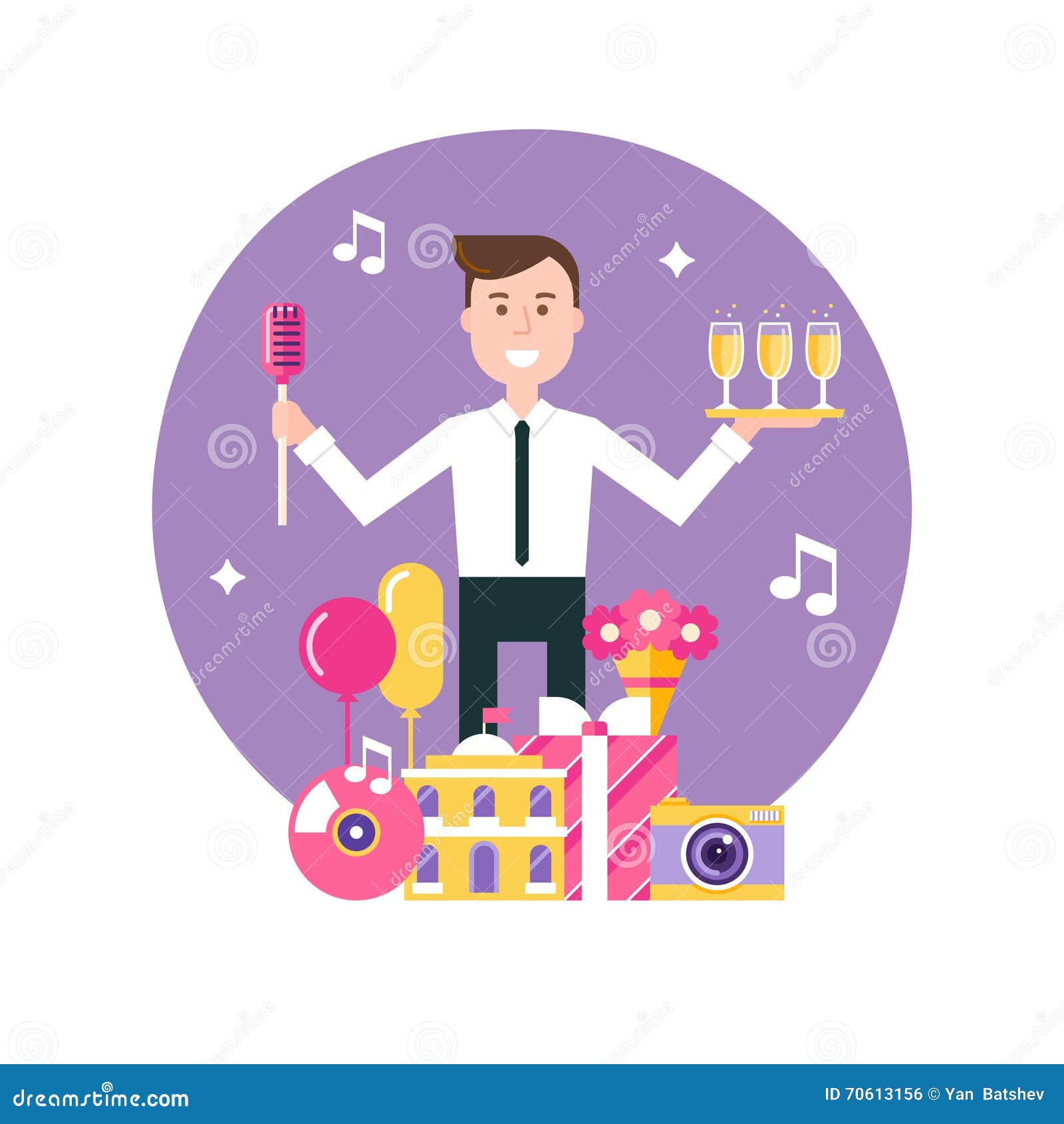 Event Manager Surrounded by Event and Party Objects. Event Management ...