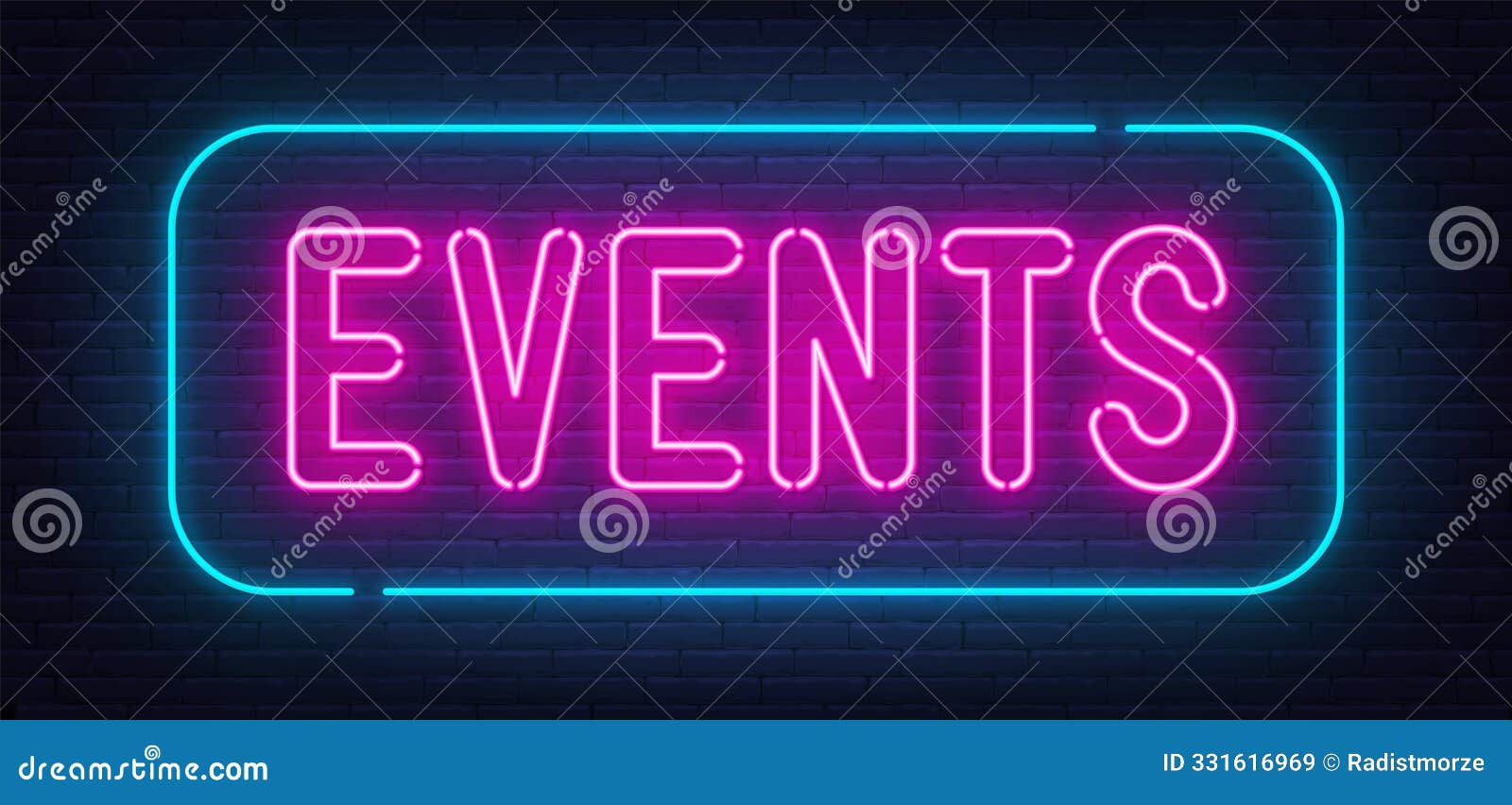 Event Neon Sign in Frame on Brick Wall Background. Stock Illustration ...