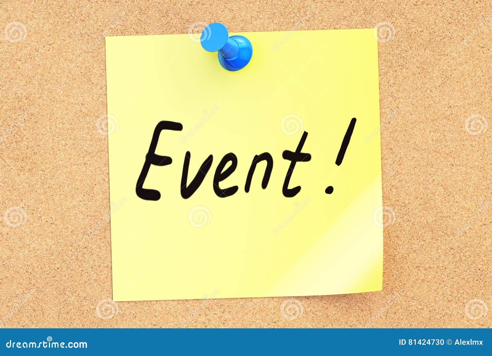Event Note Pinned O a Cork Notice Board, 3D Rendering Stock ...