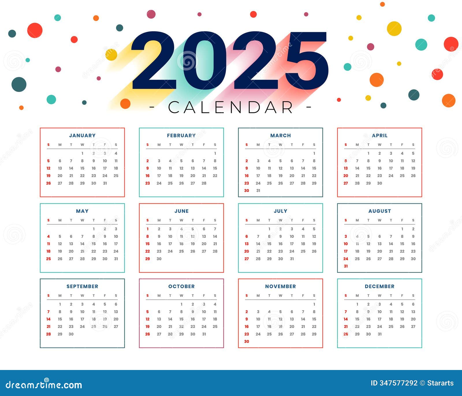 2025 Event Planner Calendar Template in Modern Style Stock Vector ...