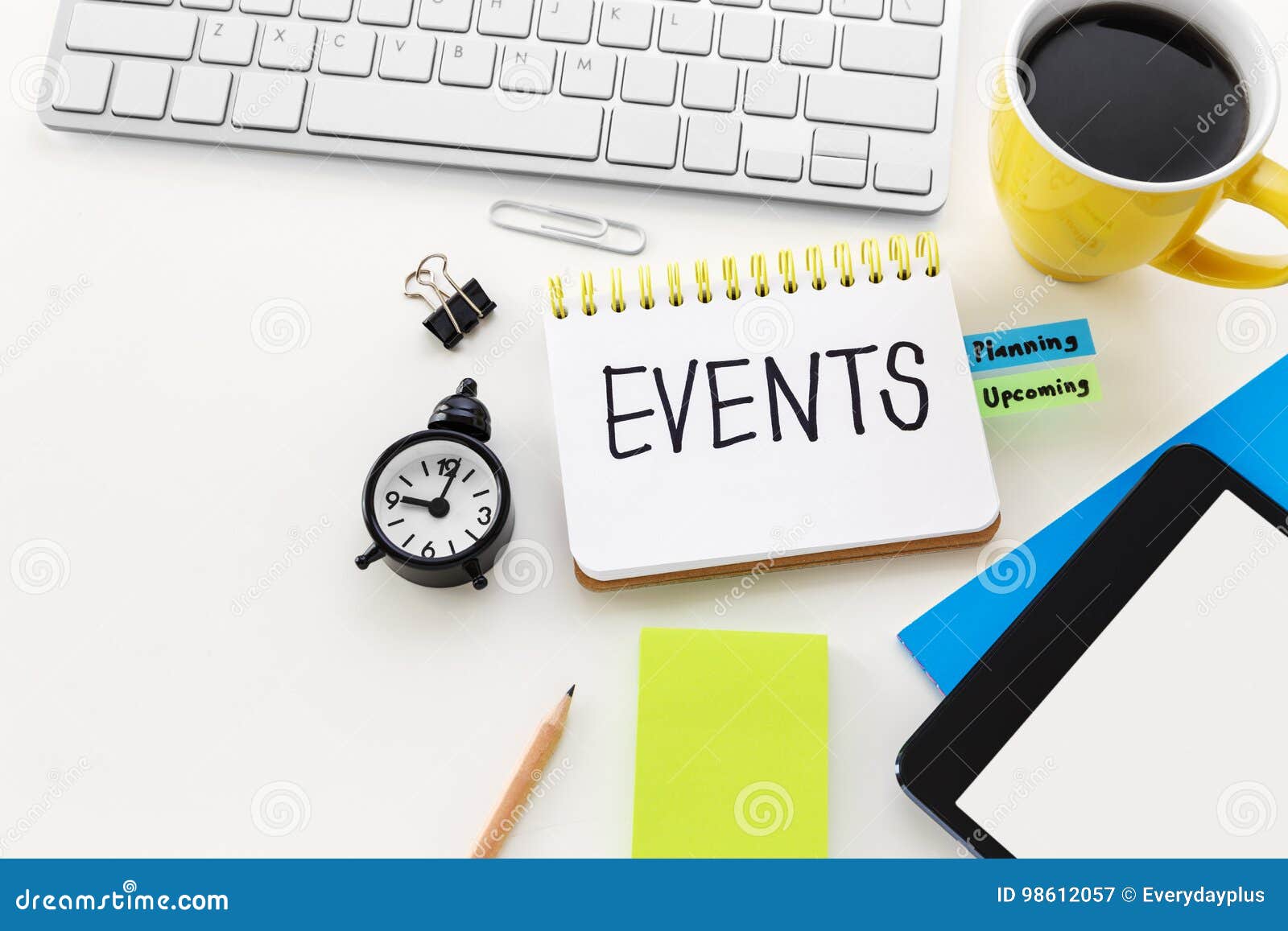 Event Planning with Computer Work Desk Stock Image - Image of device ...