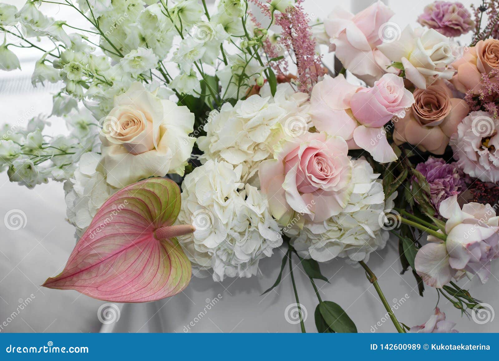 Event White Restaurant Table Served and Decorated with Delicate Fresh ...