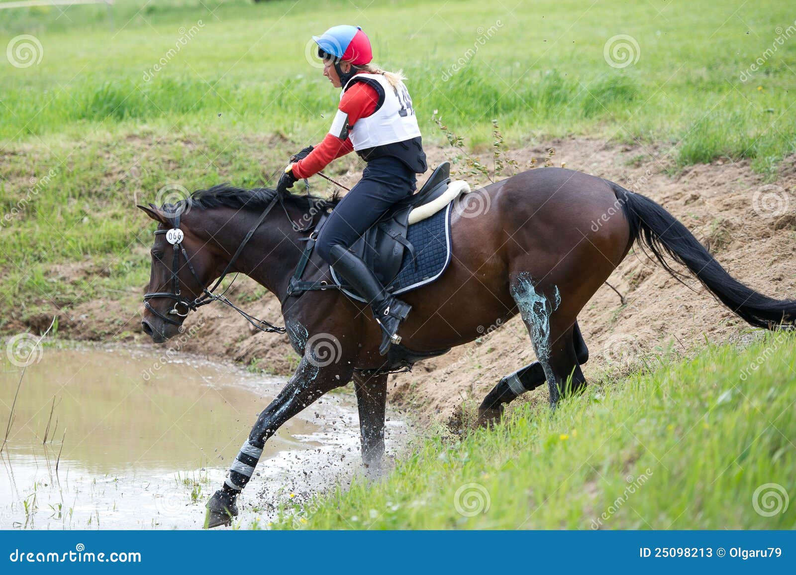 Eventer on Horse is Overcomes the Water Jump Editorial Stock Photo ...