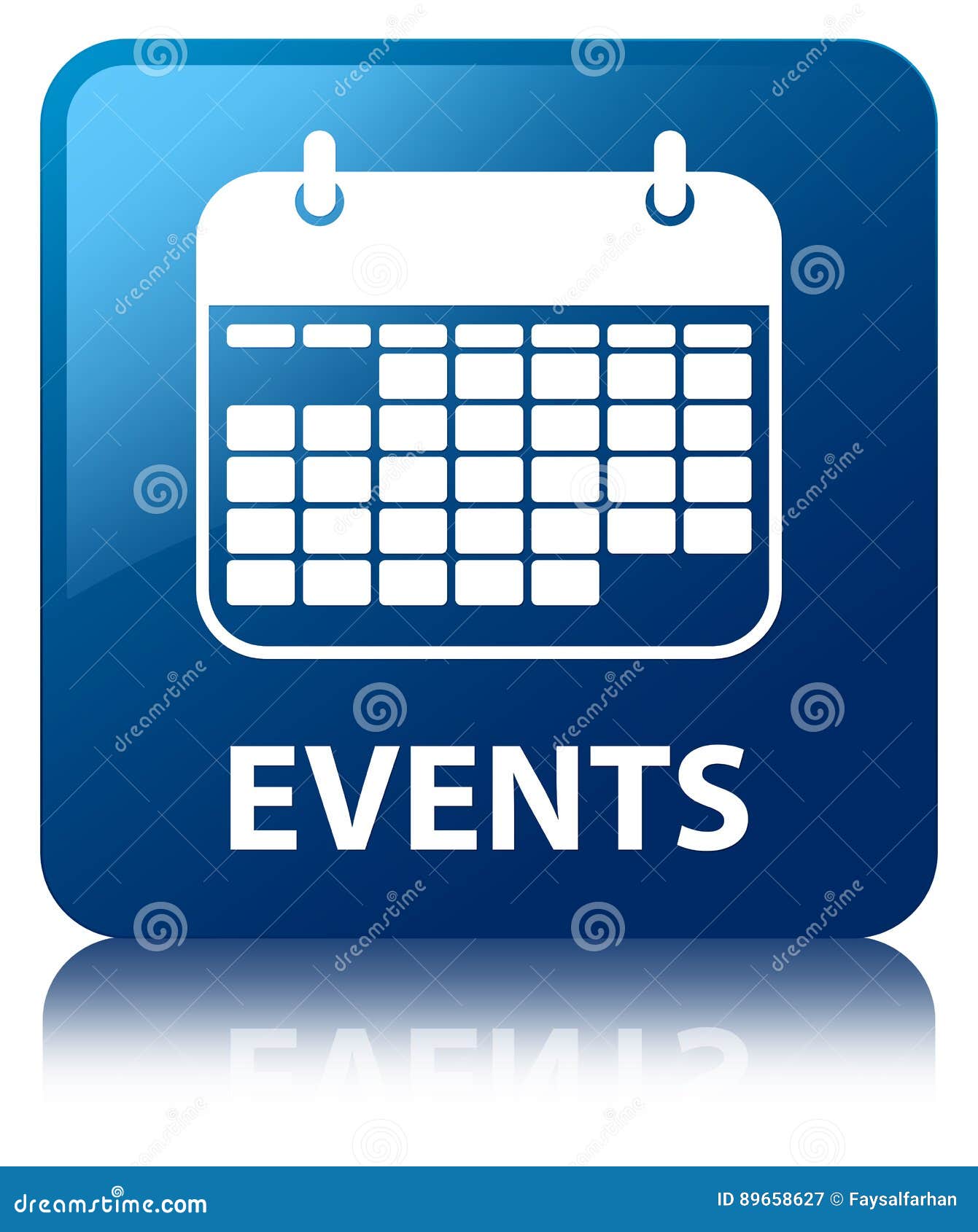 Events (calendar Icon) Blue Square Button Stock Illustration ...