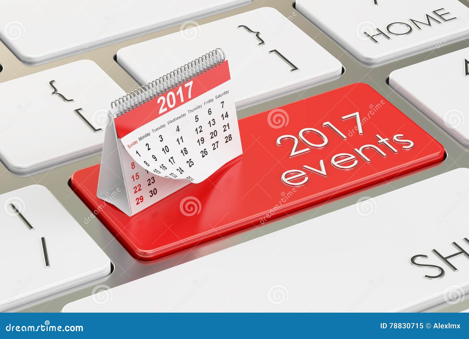 2017 Events Concept on the Keyboard, 3D Rendering Stock Illustration ...