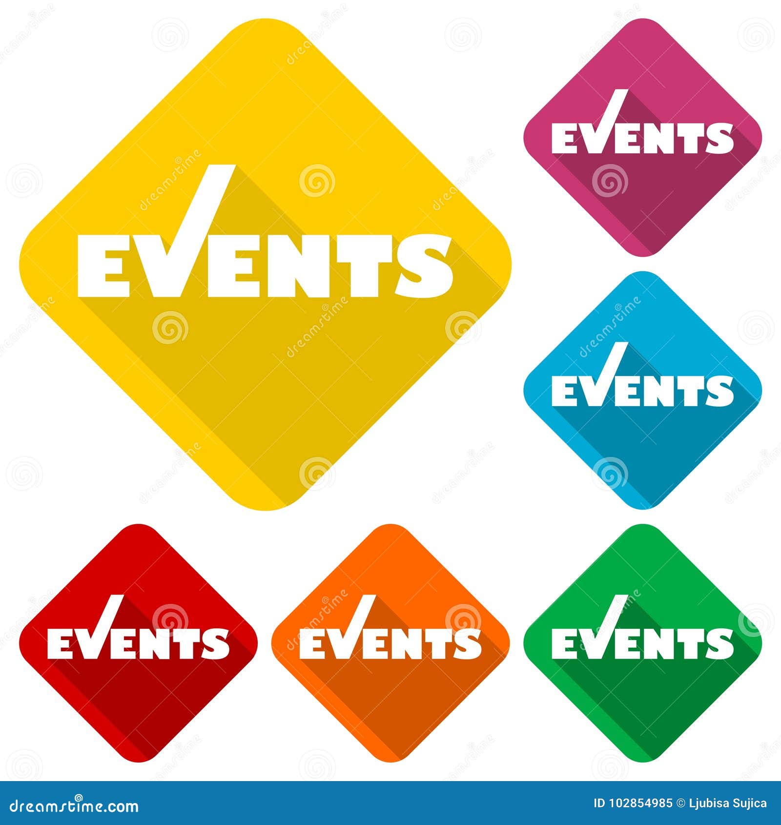 Events Icons Set with Long Shadow Stock Vector - Illustration of cube ...