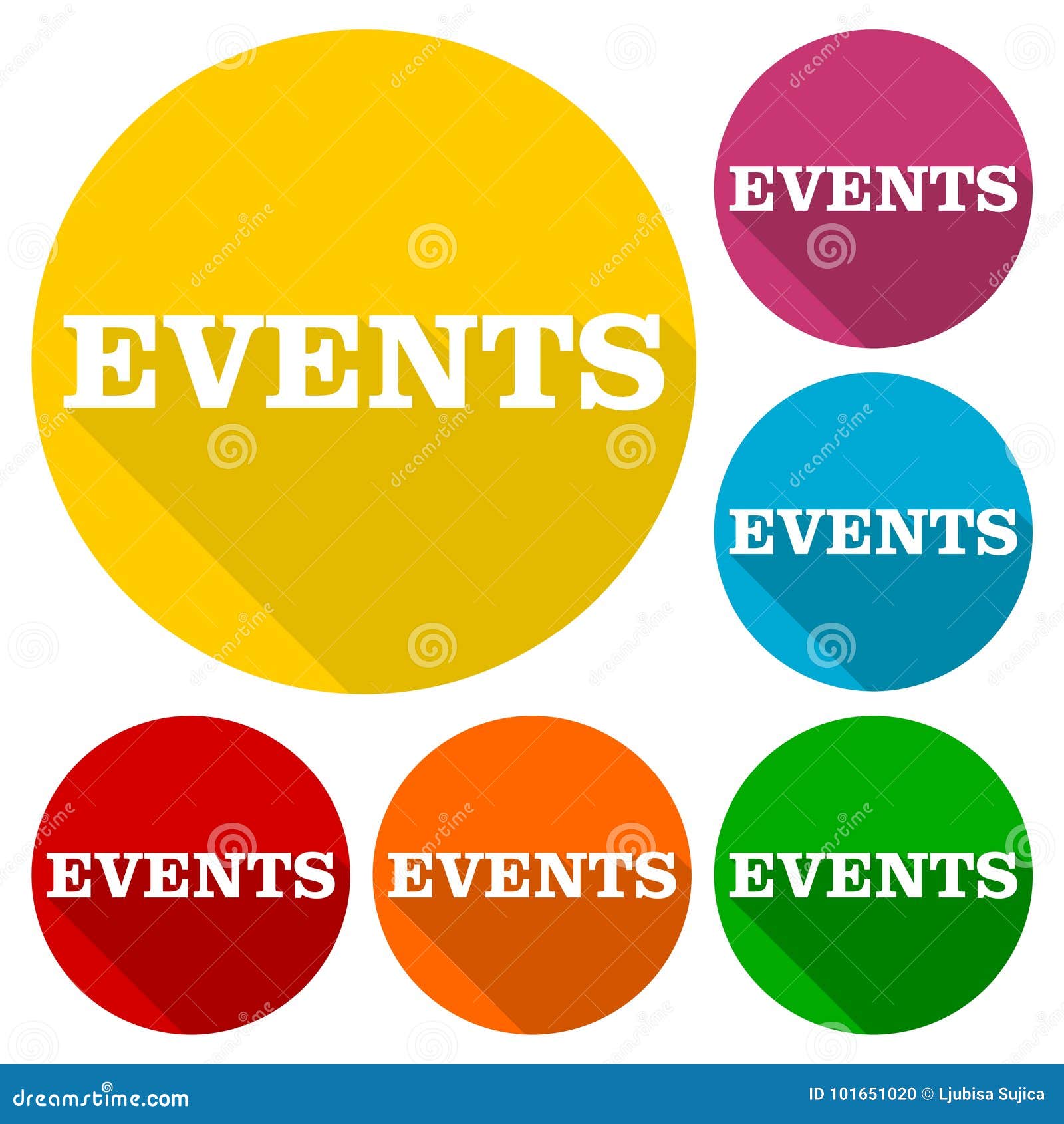Events Icons Set with Long Shadow Stock Vector - Illustration of news ...