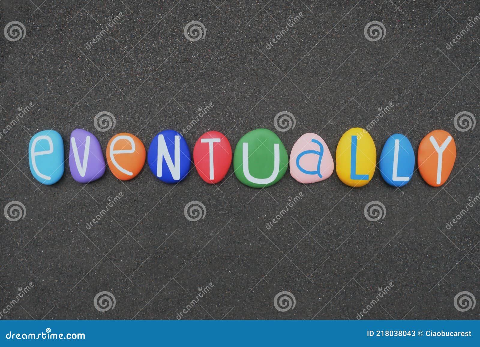 Eventually, Adverb, Creative Text Composed with Multi Colored Stone ...