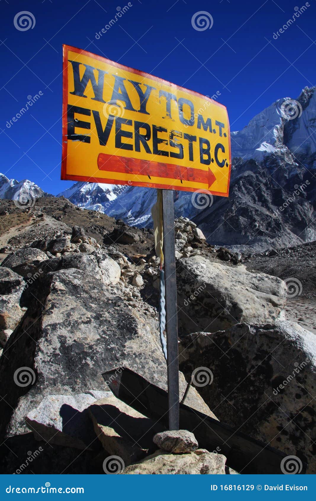Everest Base Camp sign. stock image. Image of grandeur - 16816129
