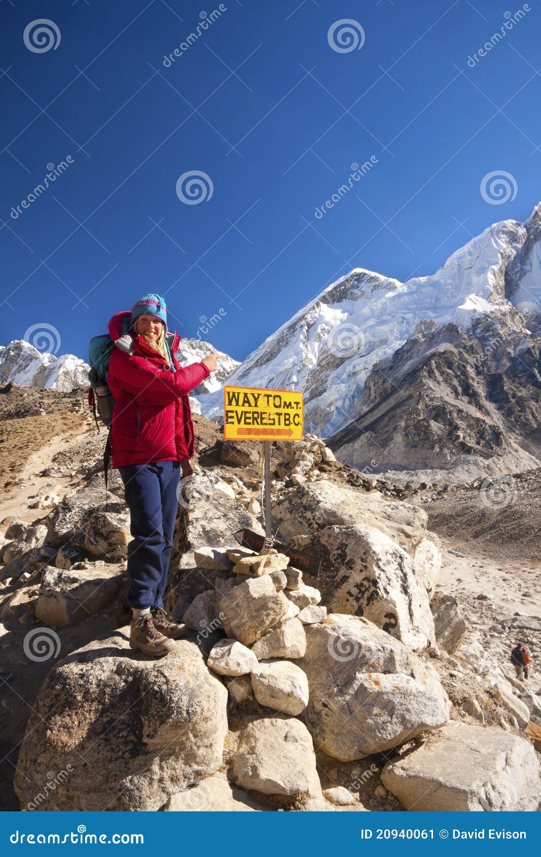 Everest Base Camp sign. stock image. Image of guidepost - 20940061