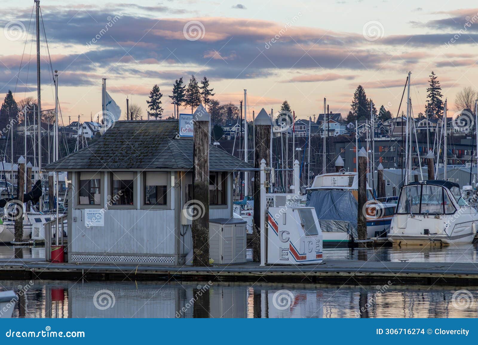 Public Waterfront Dock at Sunset Editorial Stock Image - Image of pier ...