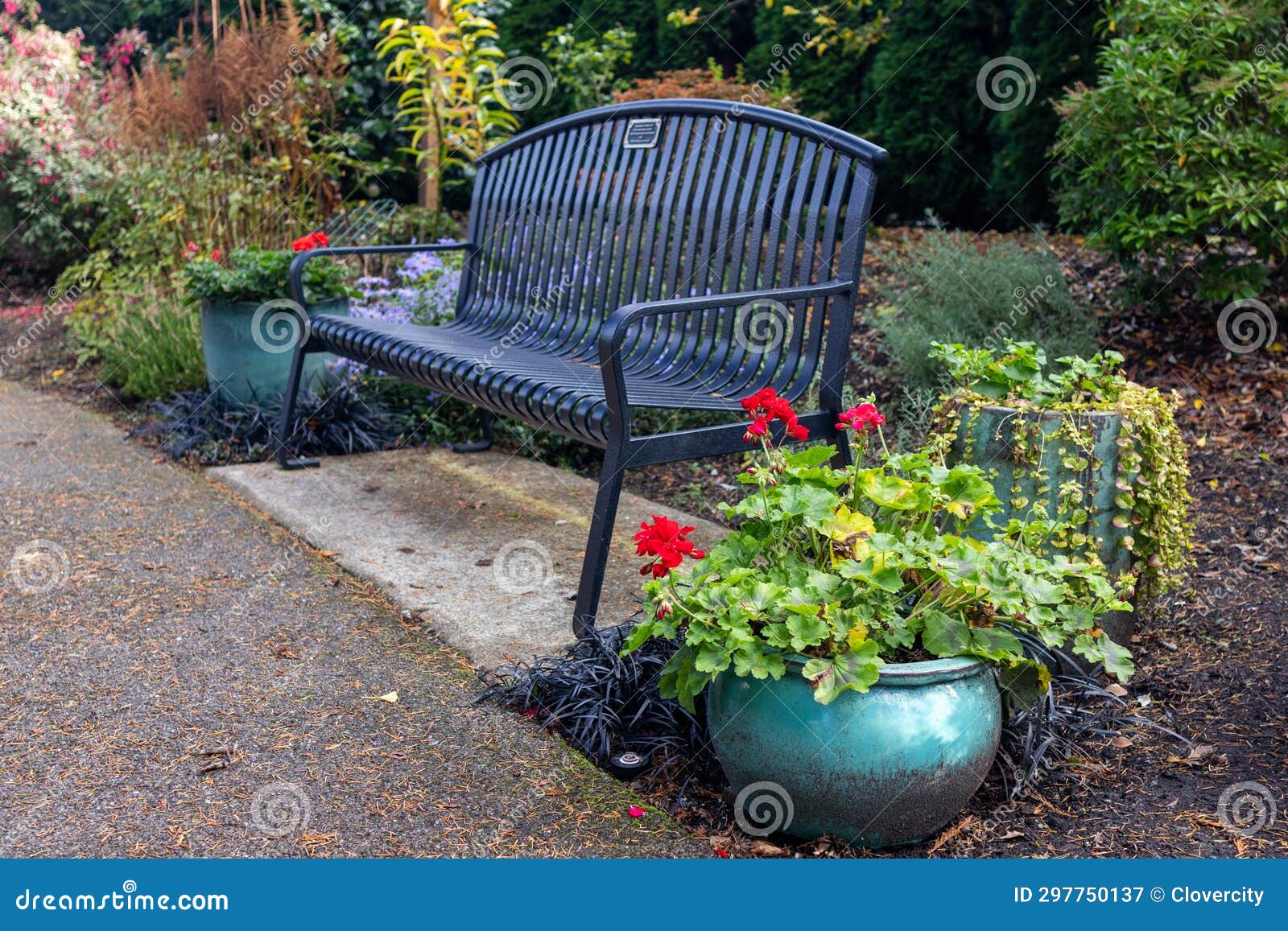 Garden Bench in the Fall at the Arboretum Editorial Photography - Image ...