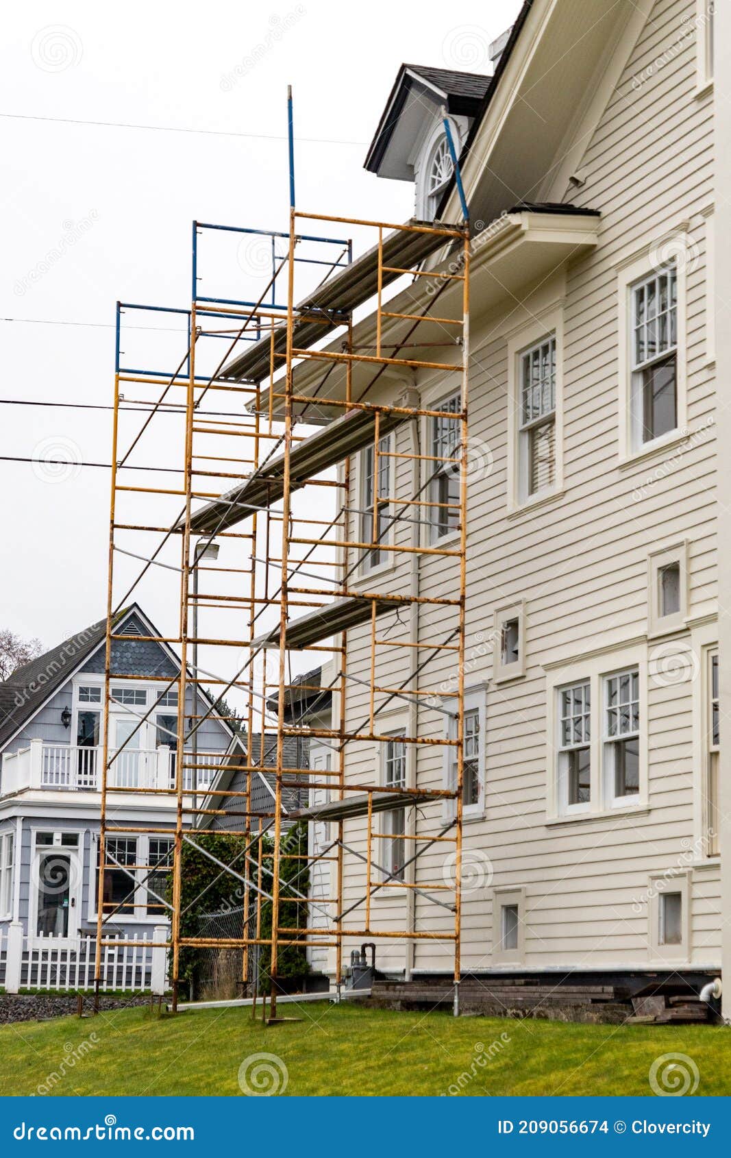 Scaffolding on the Side of a Home Having Repairs Editorial Stock Image ...