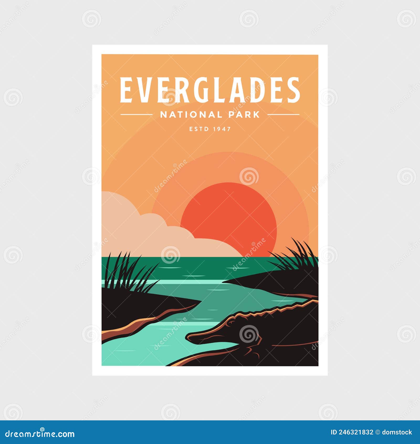 Everglades National Park Poster Vector Illustration Design Stock Vector ...