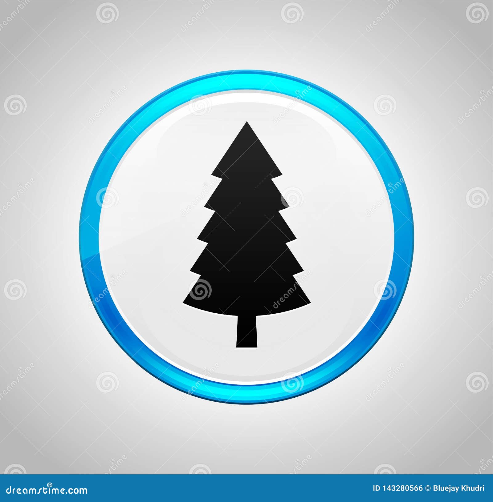 Evergreen Conifer Pine Tree Icon Round Blue Push Button Stock ...