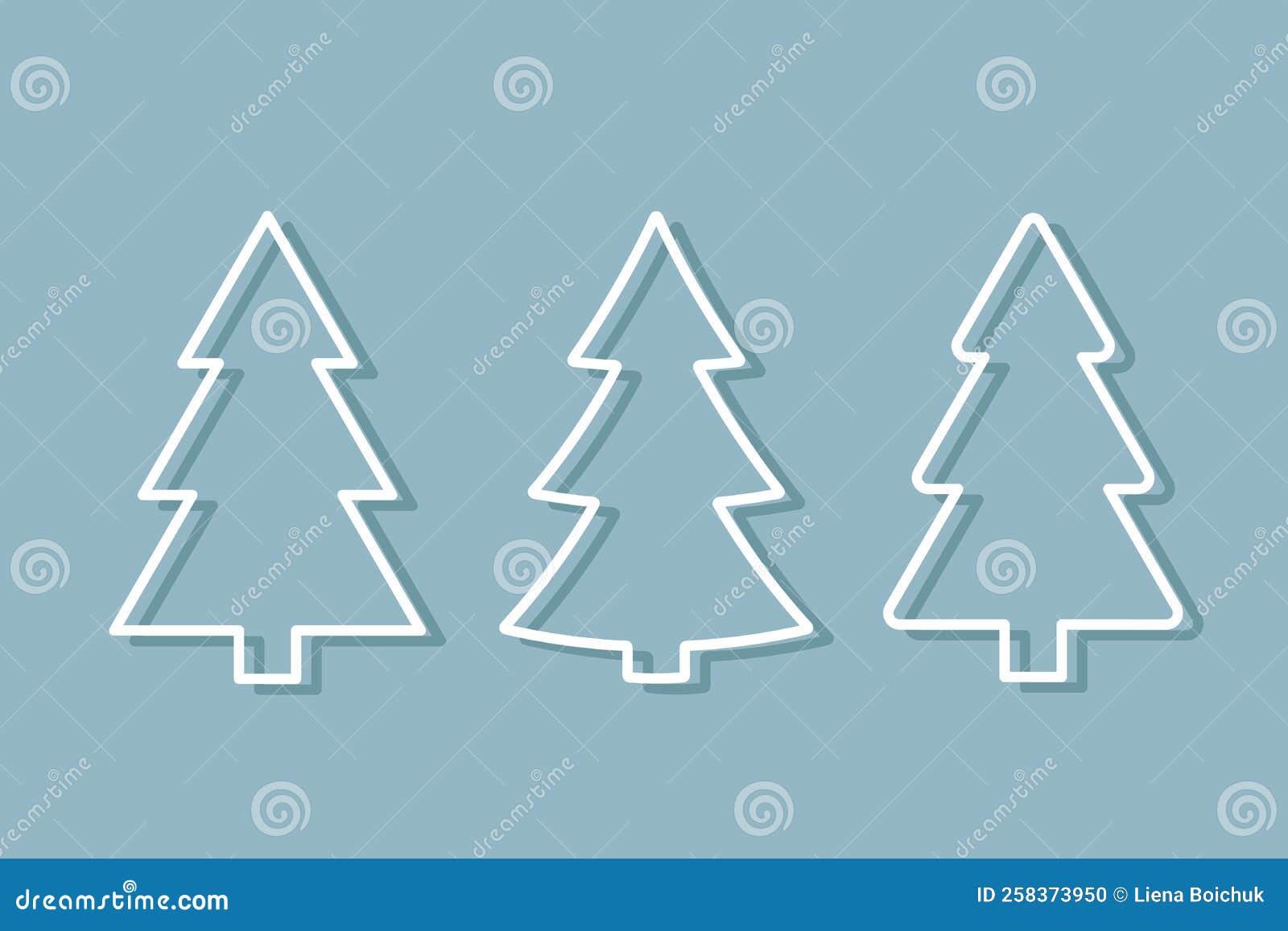 Evergreen Conifer White Line Icon Set, Fir, Spruce Tree, Set of Three ...
