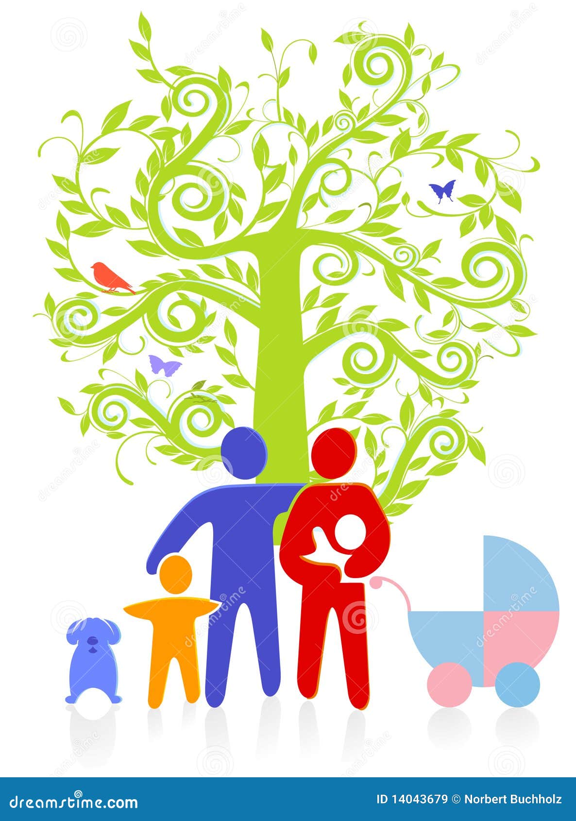 Evergreen Family Tree Cartoon Vector | CartoonDealer.com #14043679