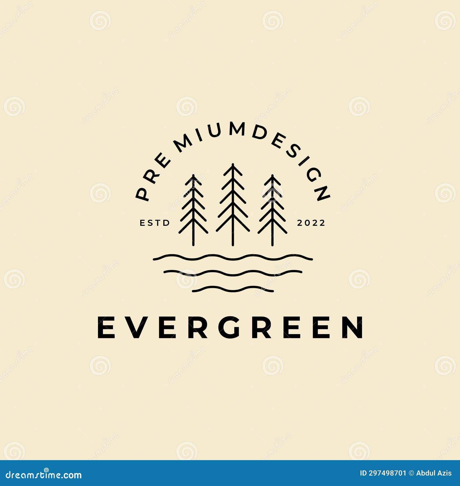 Evergreen Green Pine Line Art Logo Design Template Stock Illustration ...