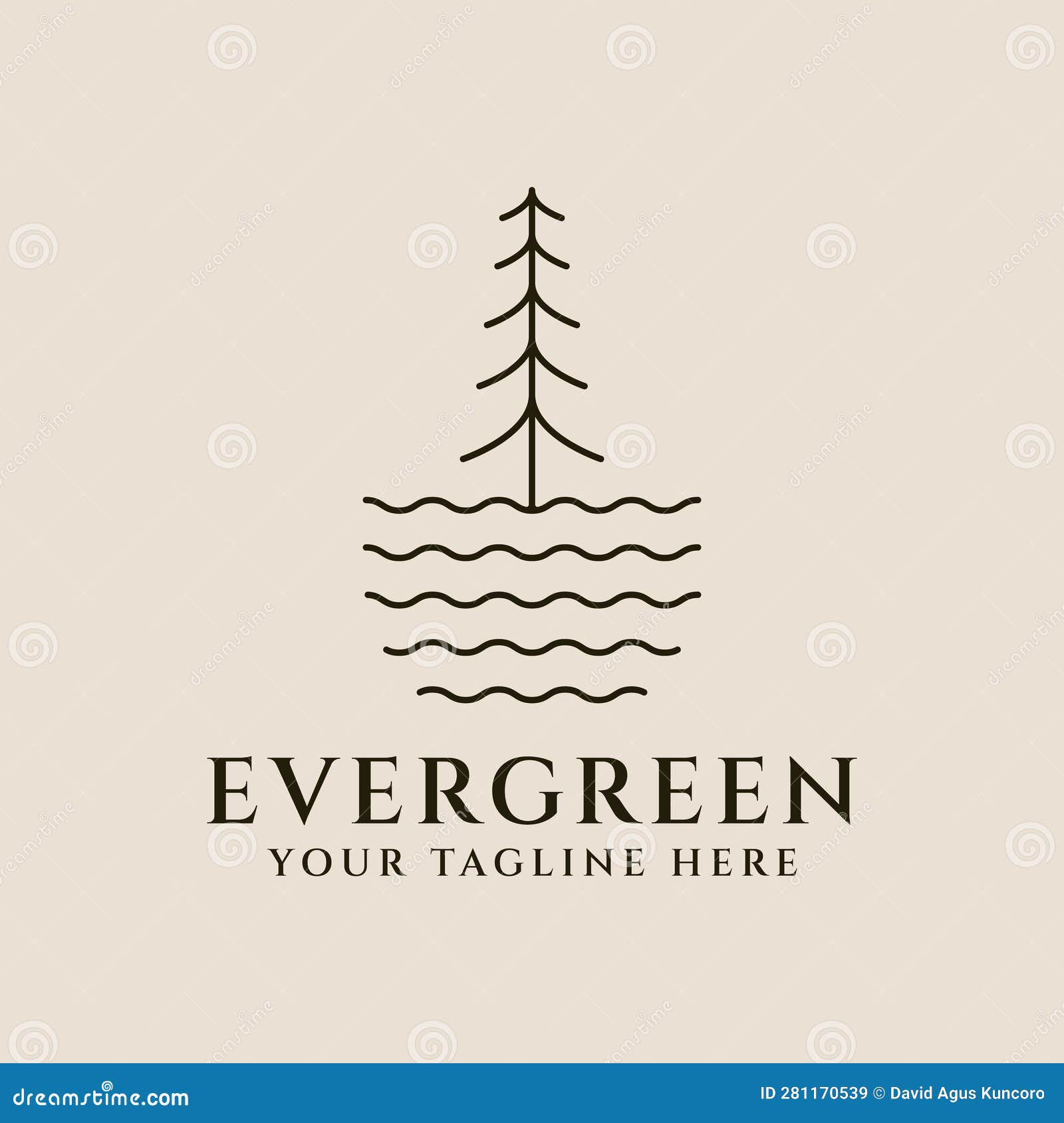 Evergreen Logo Line Art Design with Minimalist Style Stock Vector ...