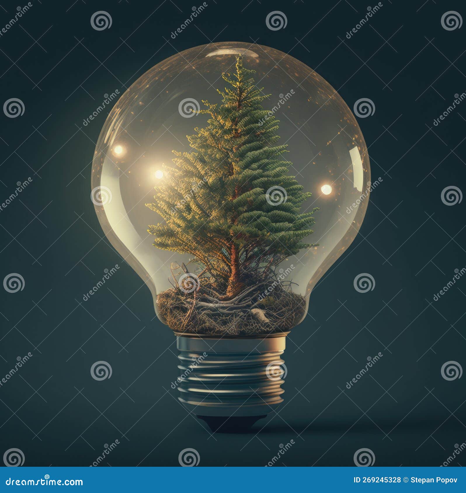 An Evergreen Tree Growing Inside of a Lightbulb. Created with ...