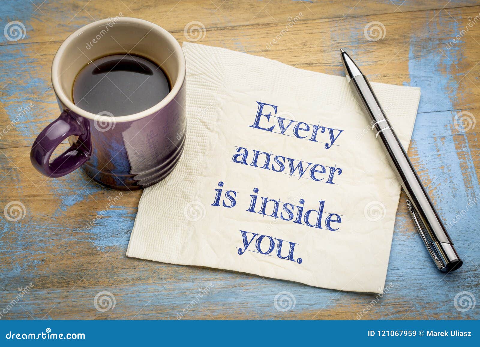 Every answer is inside you stock image. Image of text - 121067959