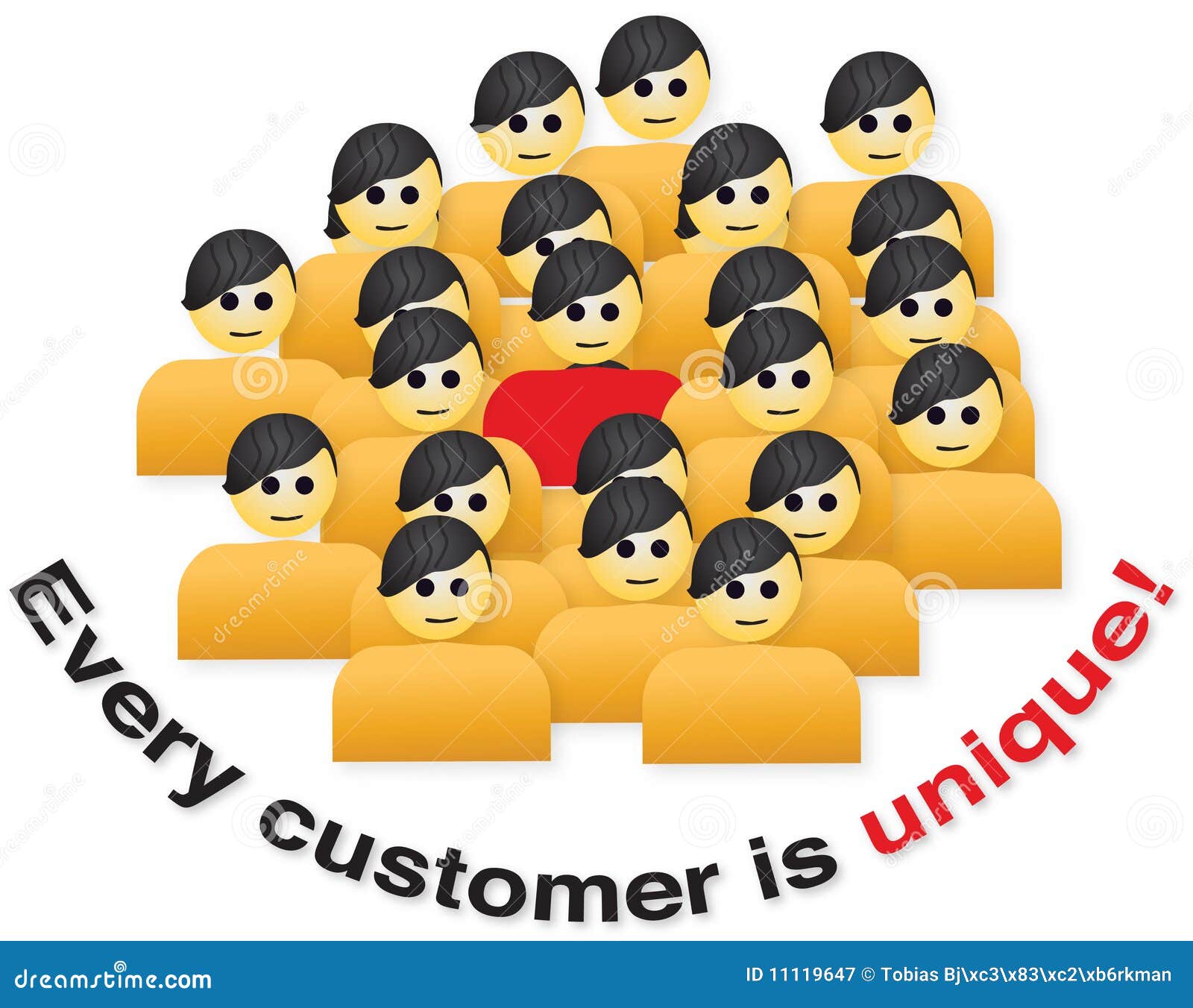 Every customer is unique stock vector. Illustration of group - 11119647