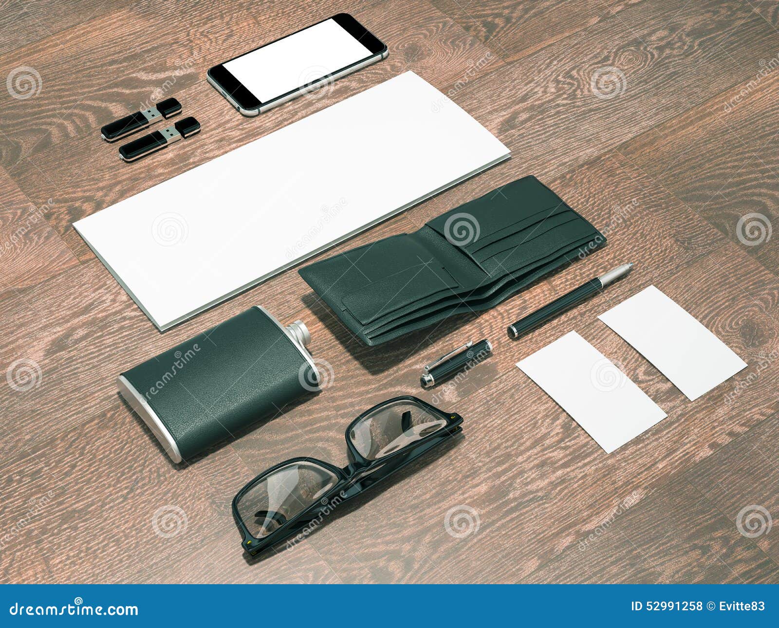 Every Day Carry Man Items Collection: Glasses, Wallet, Flask . Stock ...