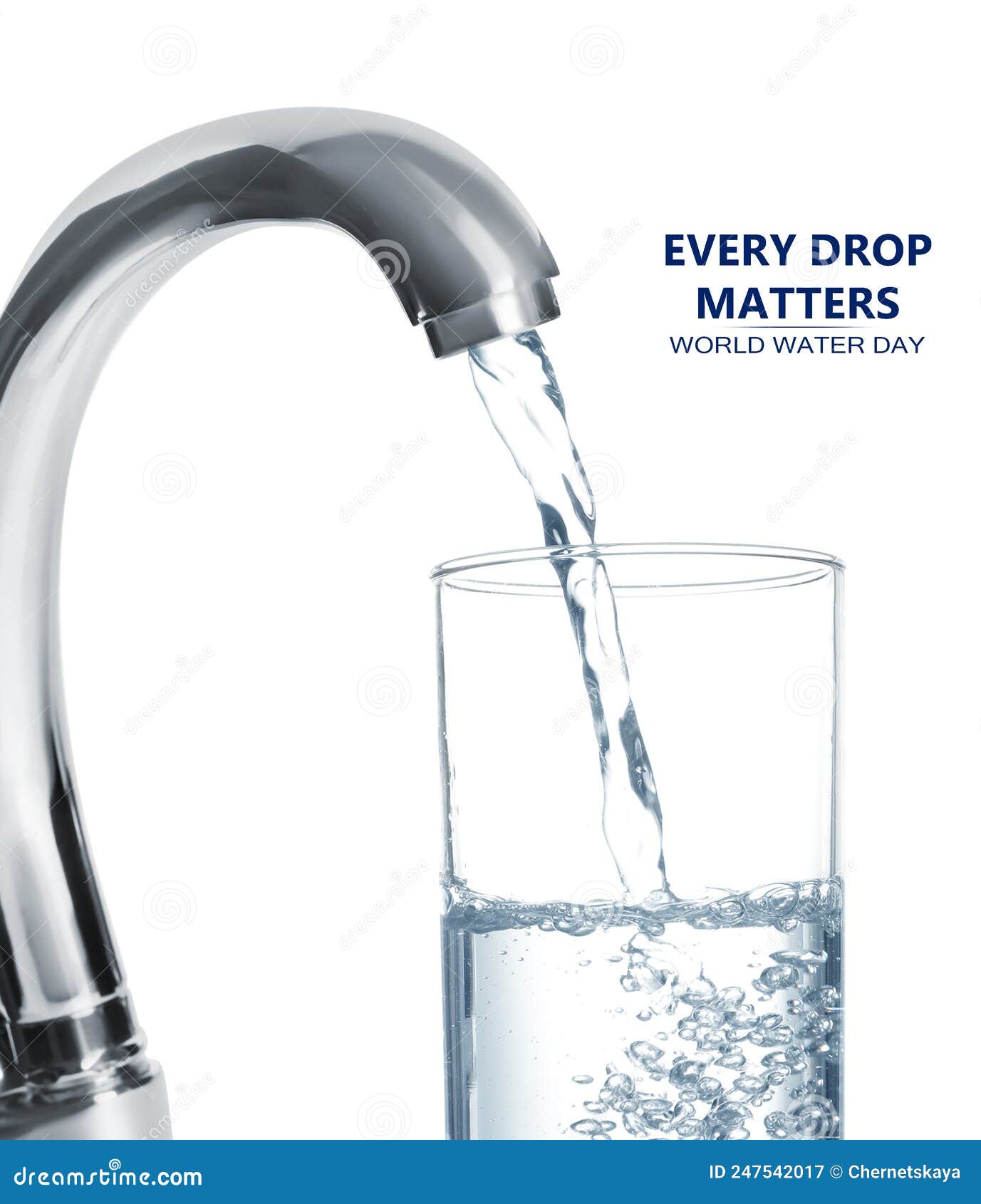 Every Drop Matters. Filling Glass with Water from Tap on White ...