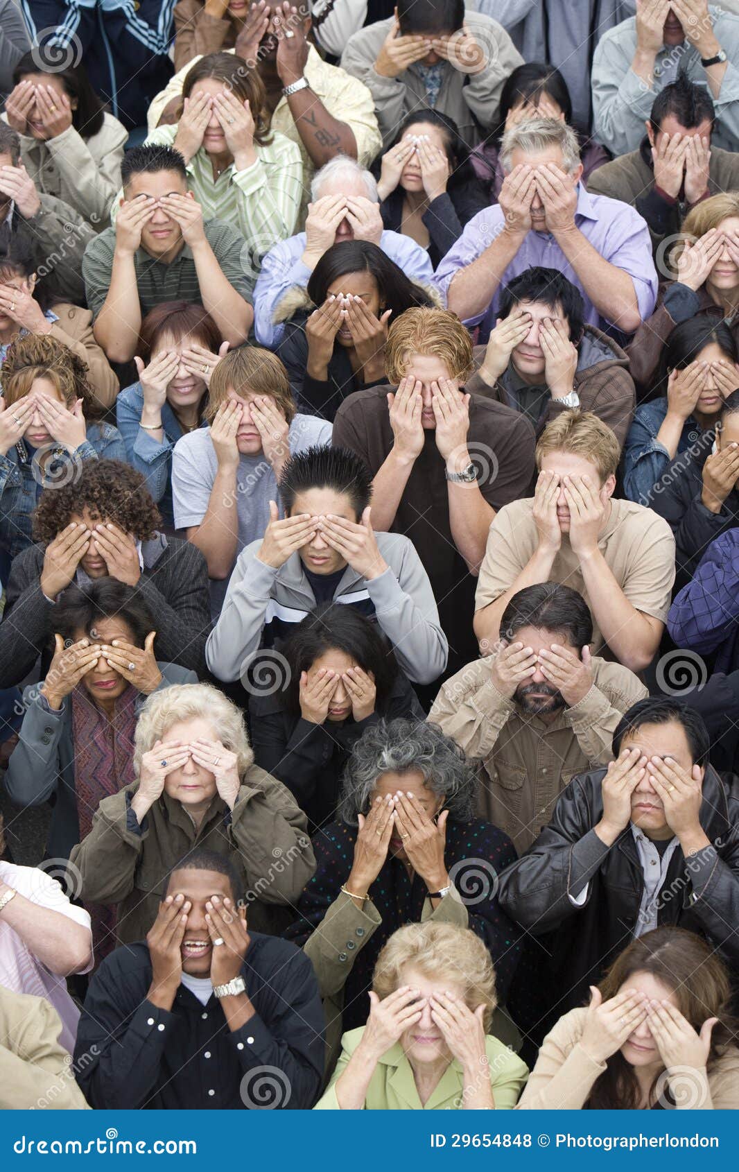 Every People Covering Their Eyes Stock Photo - Image of high, outdoors ...