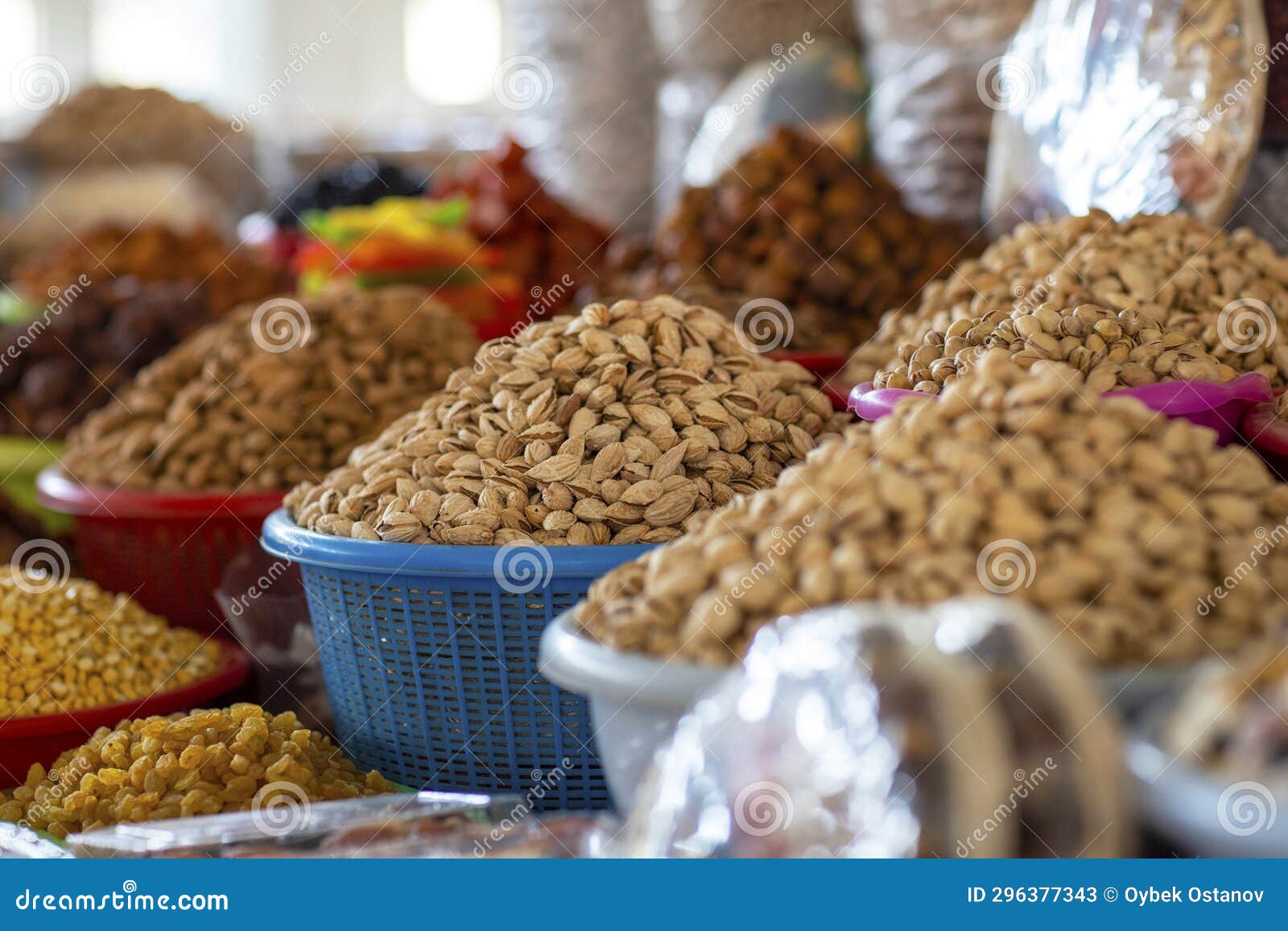 In Every Uzbek Bazaar You Can See Different Types of Almonds Stock ...