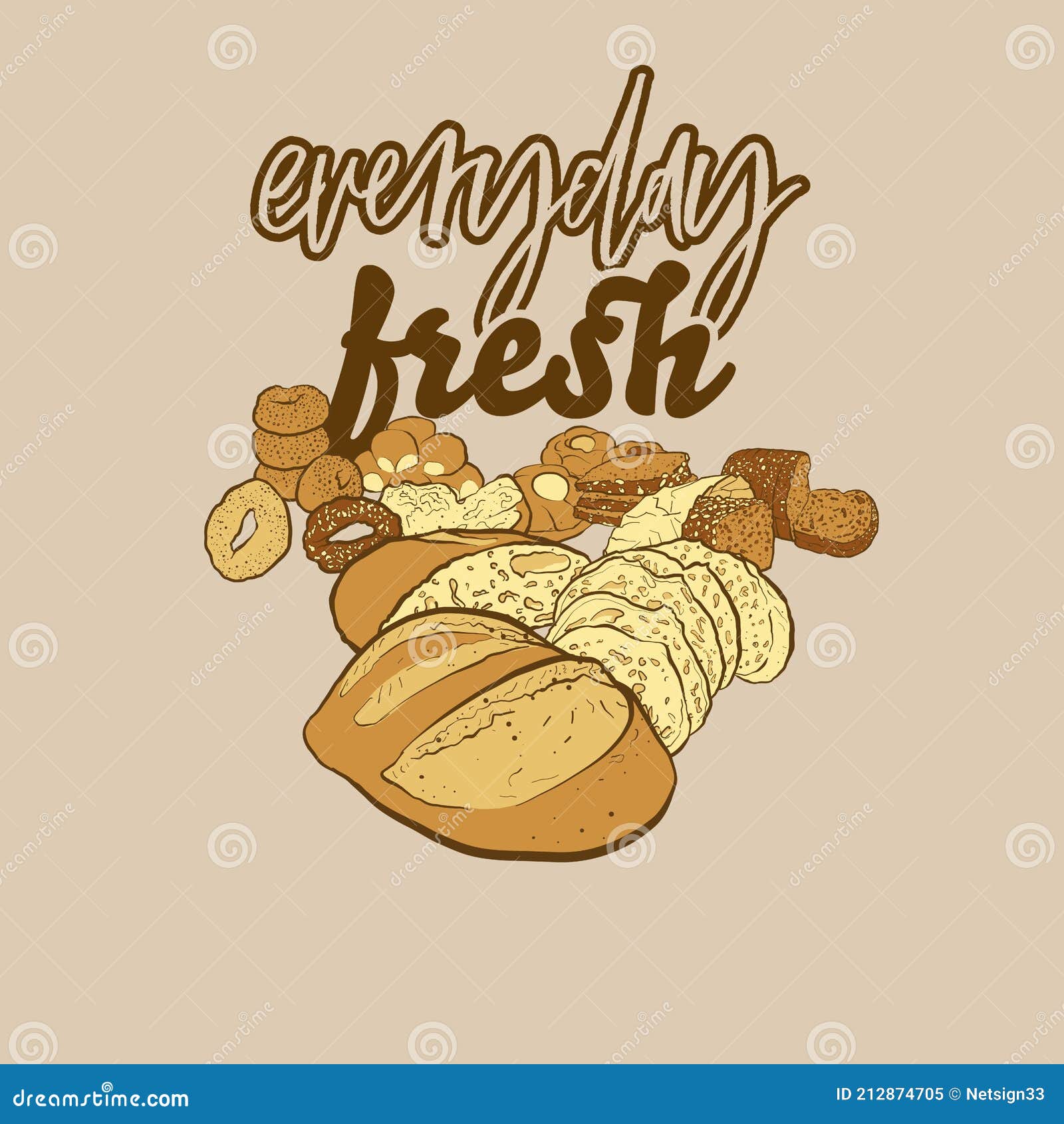 Everyday Fresh Colored Label Stock Vector - Illustration of croissant ...