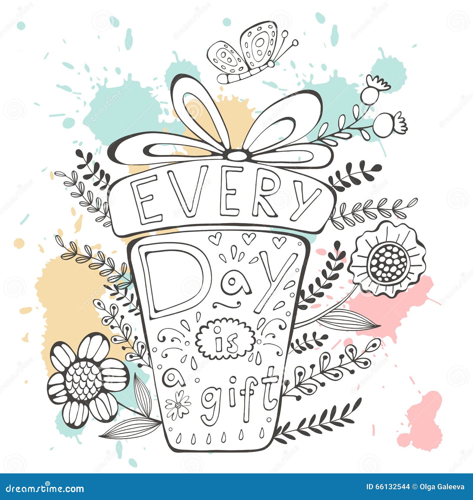 Everyday is a gift stock vector. Illustration of drawn - 66132544