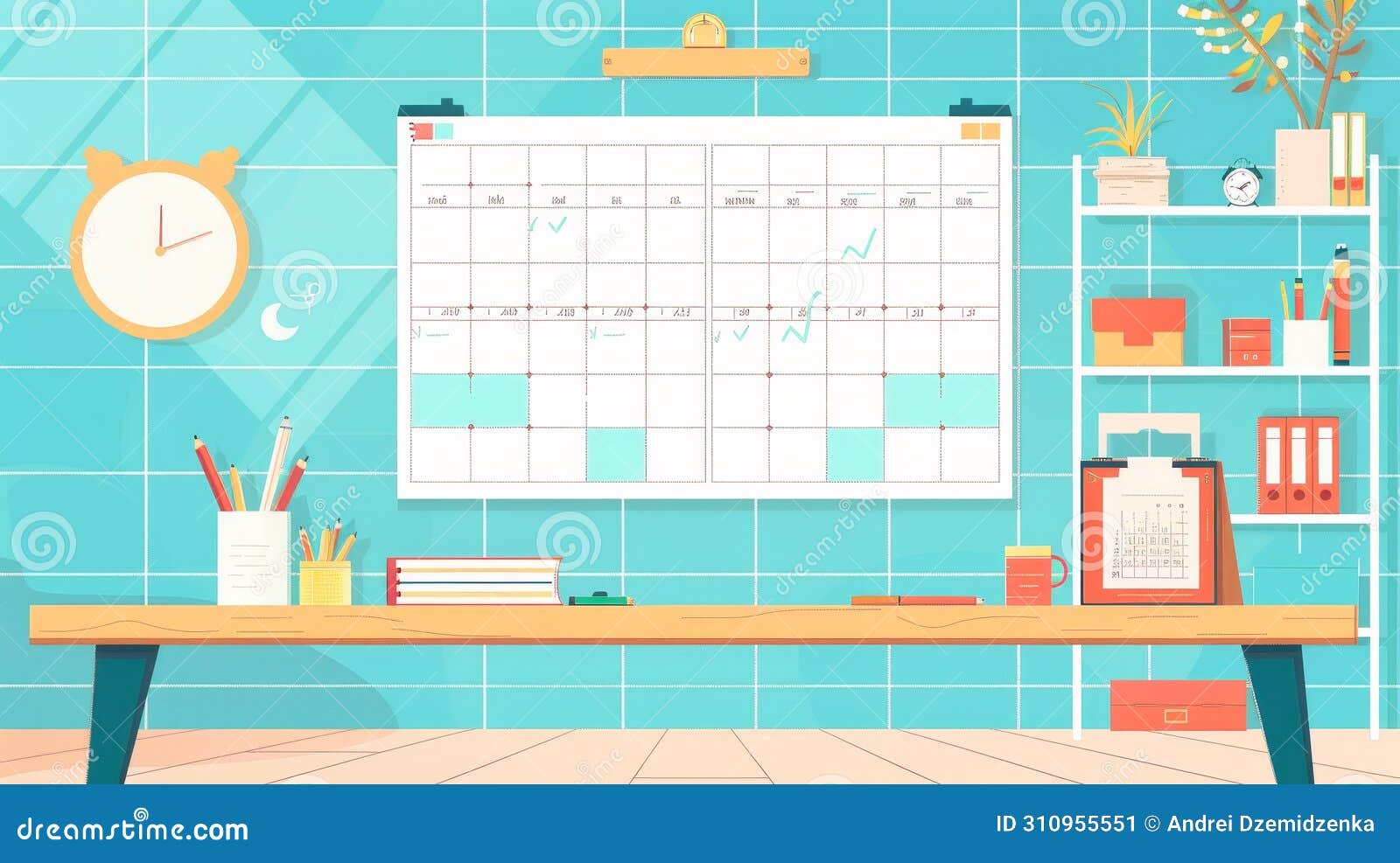 Everyday Lessons Schedule Template. Blank Education Timetable with ...