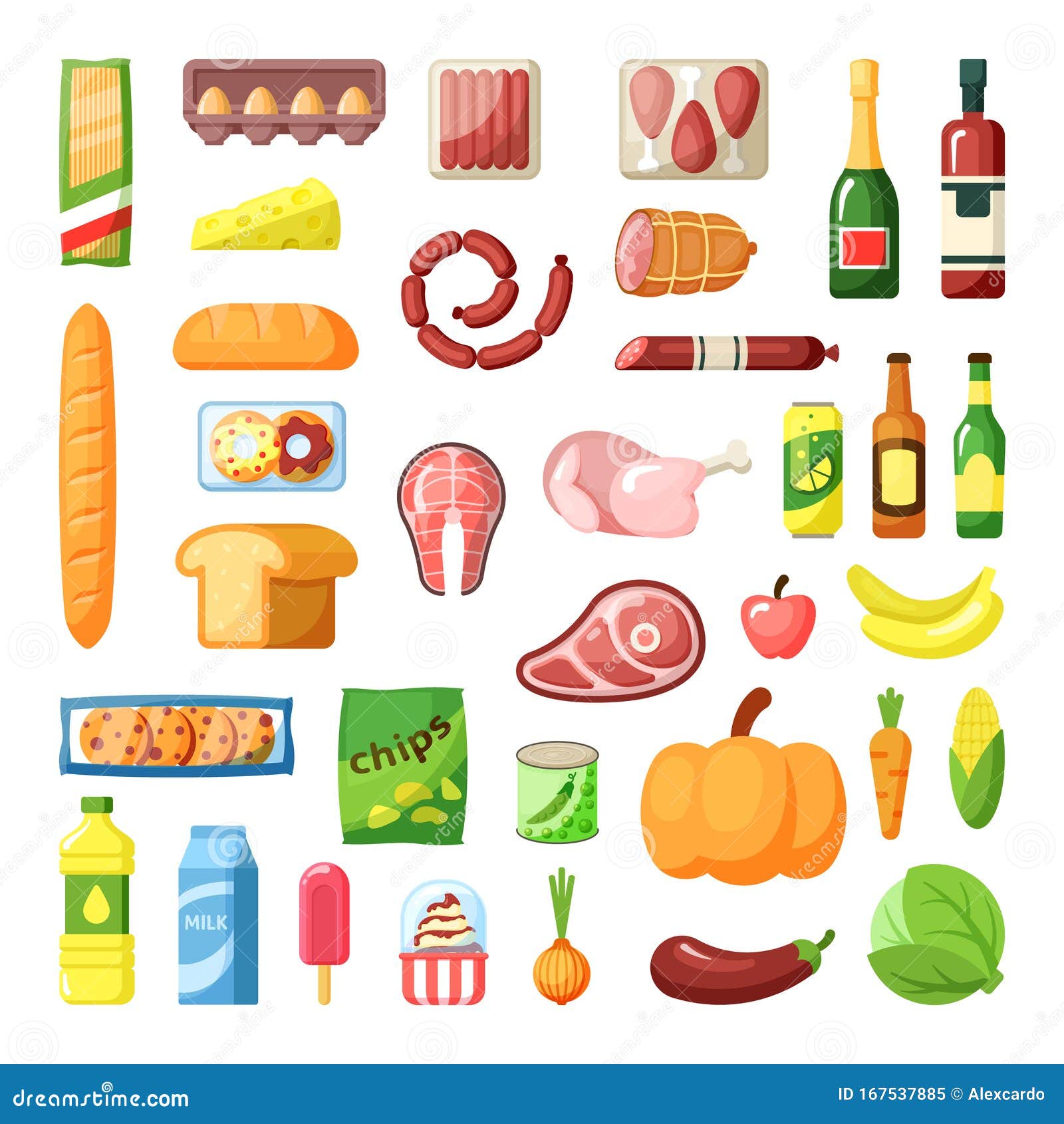 Supermarket Food Products With Price Labels Vector Illustration ... Supermarket Food Products With Price Labels Vector Illustration ...