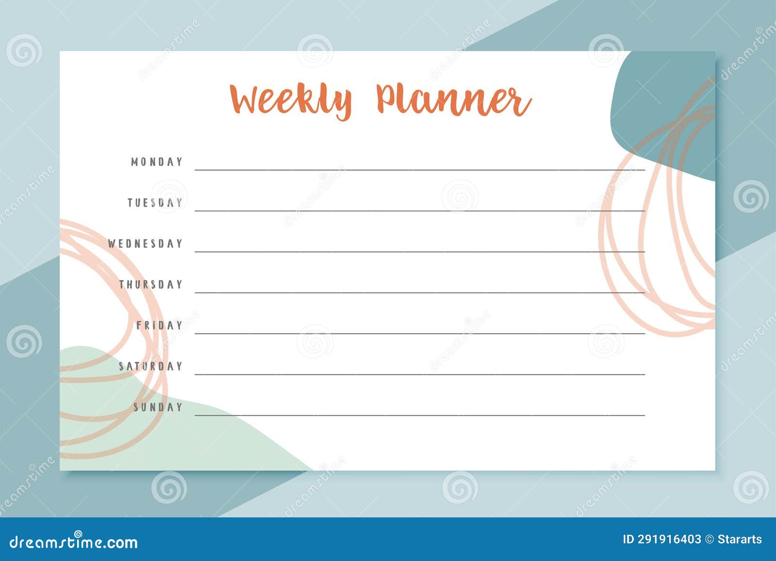Everyday Week Planner Template a Ready To Print Design Stock ...
