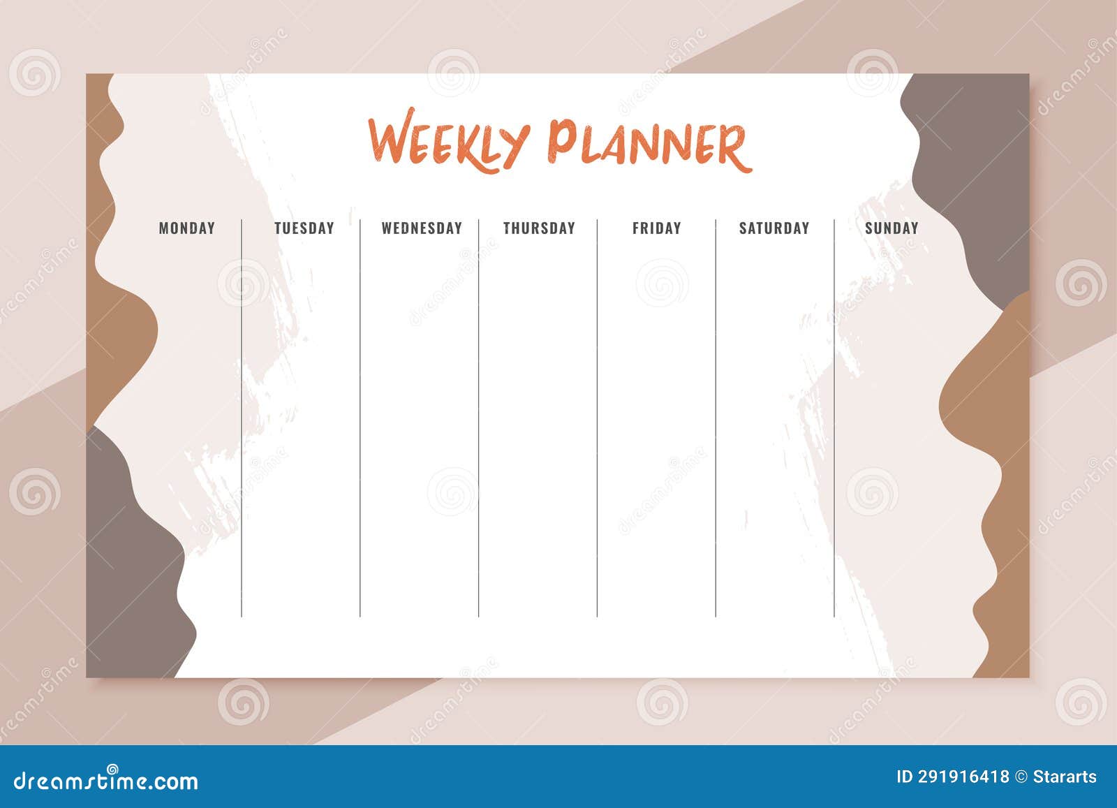 Everyday Weekly Planner Schedule Template Design Stock Illustration ...