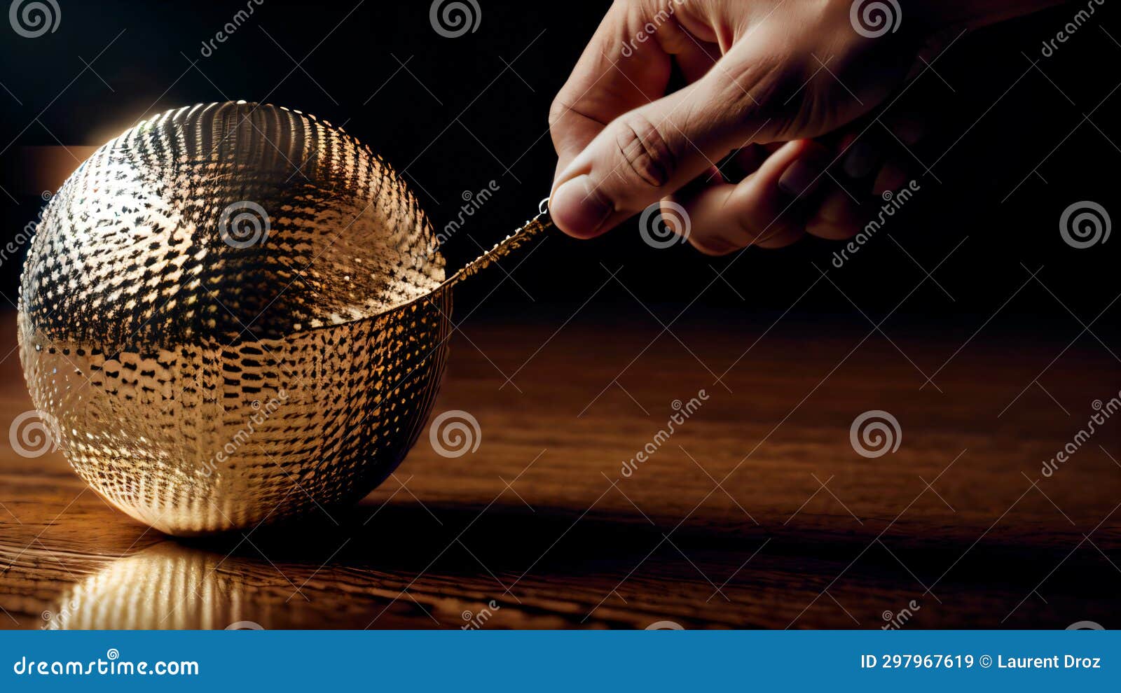 Using Your Hand, Unwind the Thread from a Silver Ball Stock ...