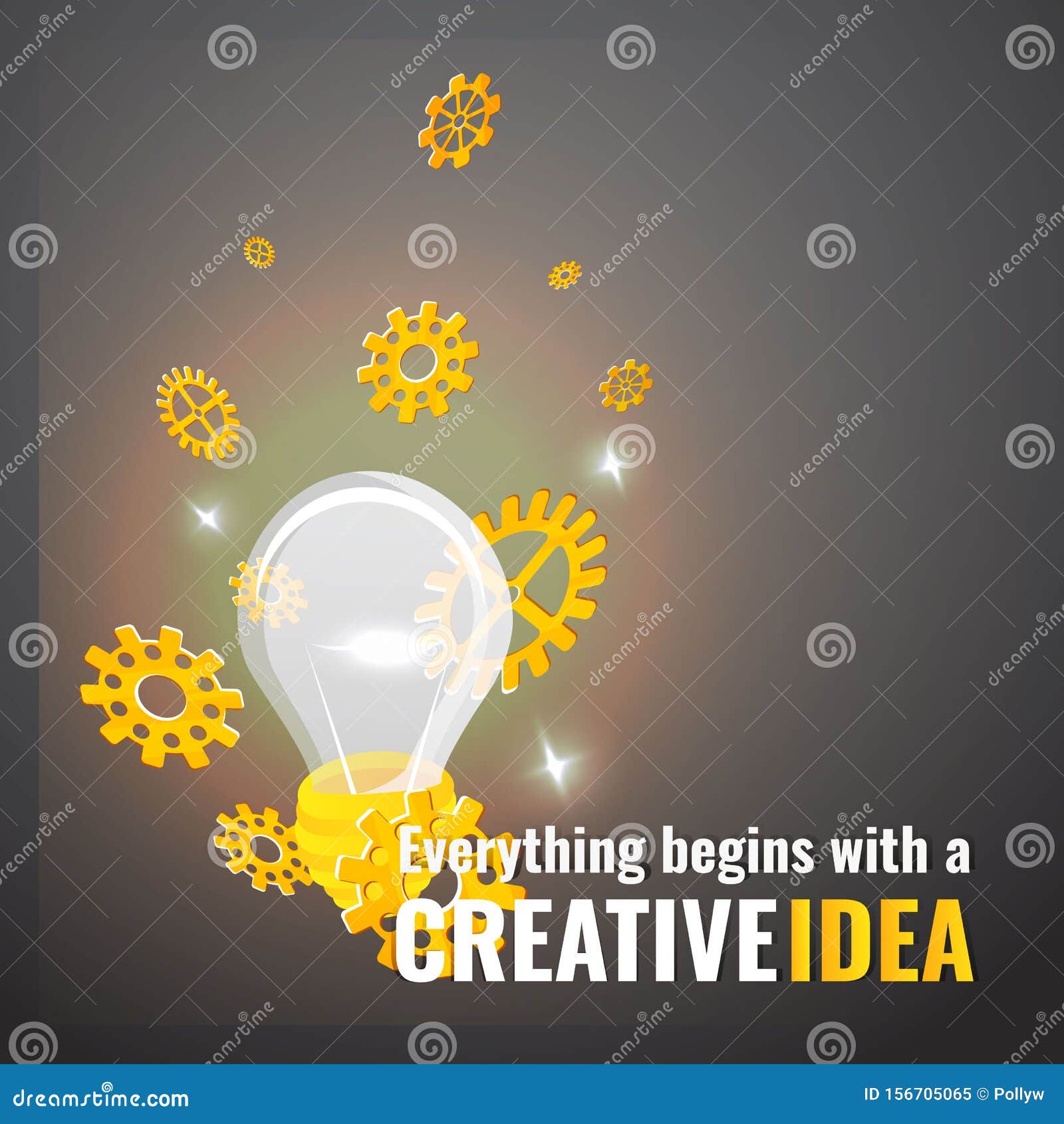 Everything Begins with a Creative Idea Poster, Cute Vector Cartoon ...
