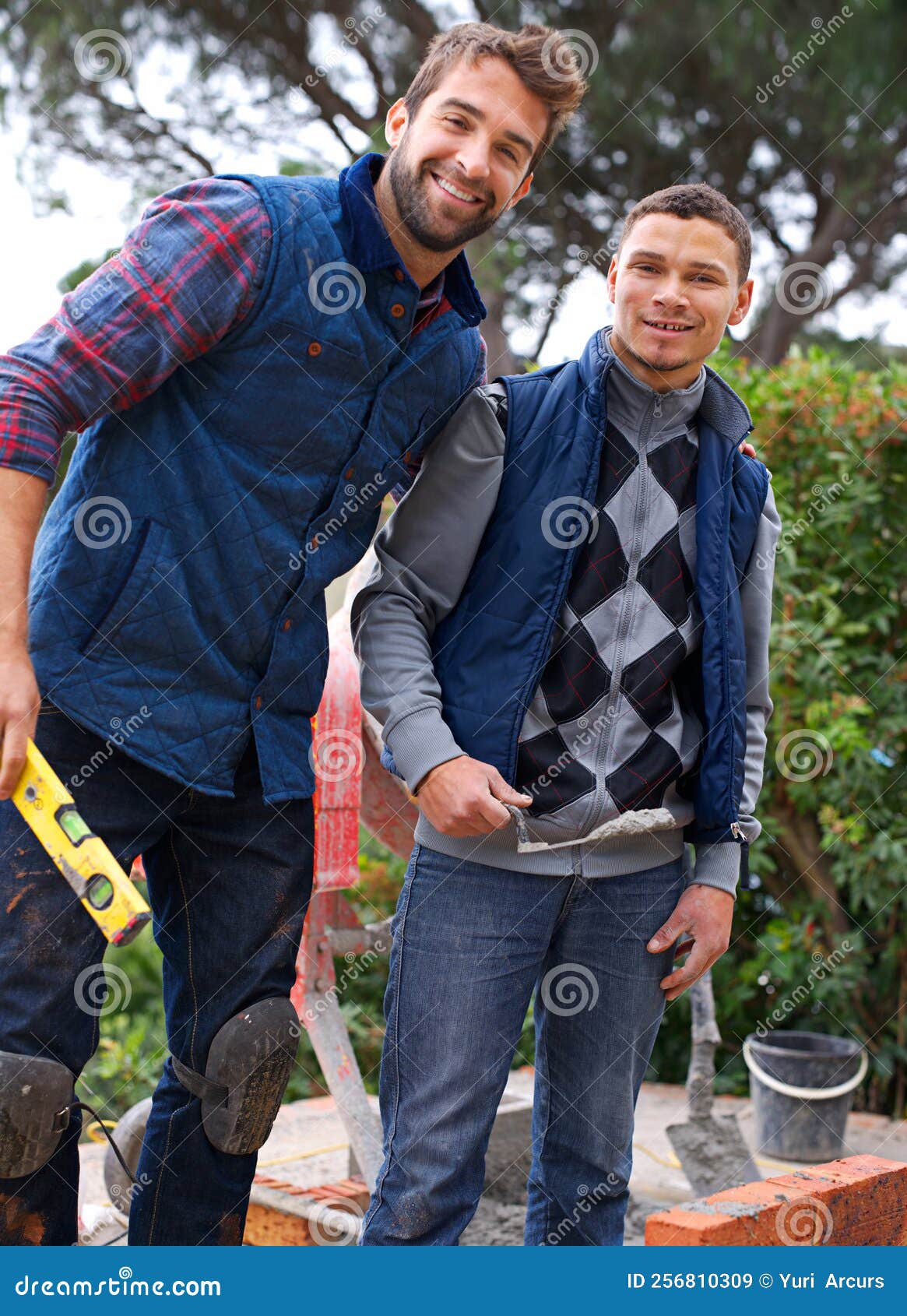 Everything is Built One Brick at a Time. Portrait of a Bricklayer and ...