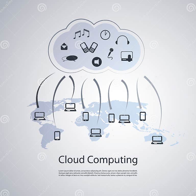 Everything Connected To the Cloud - Blue Cloud Computing Concept Design ...