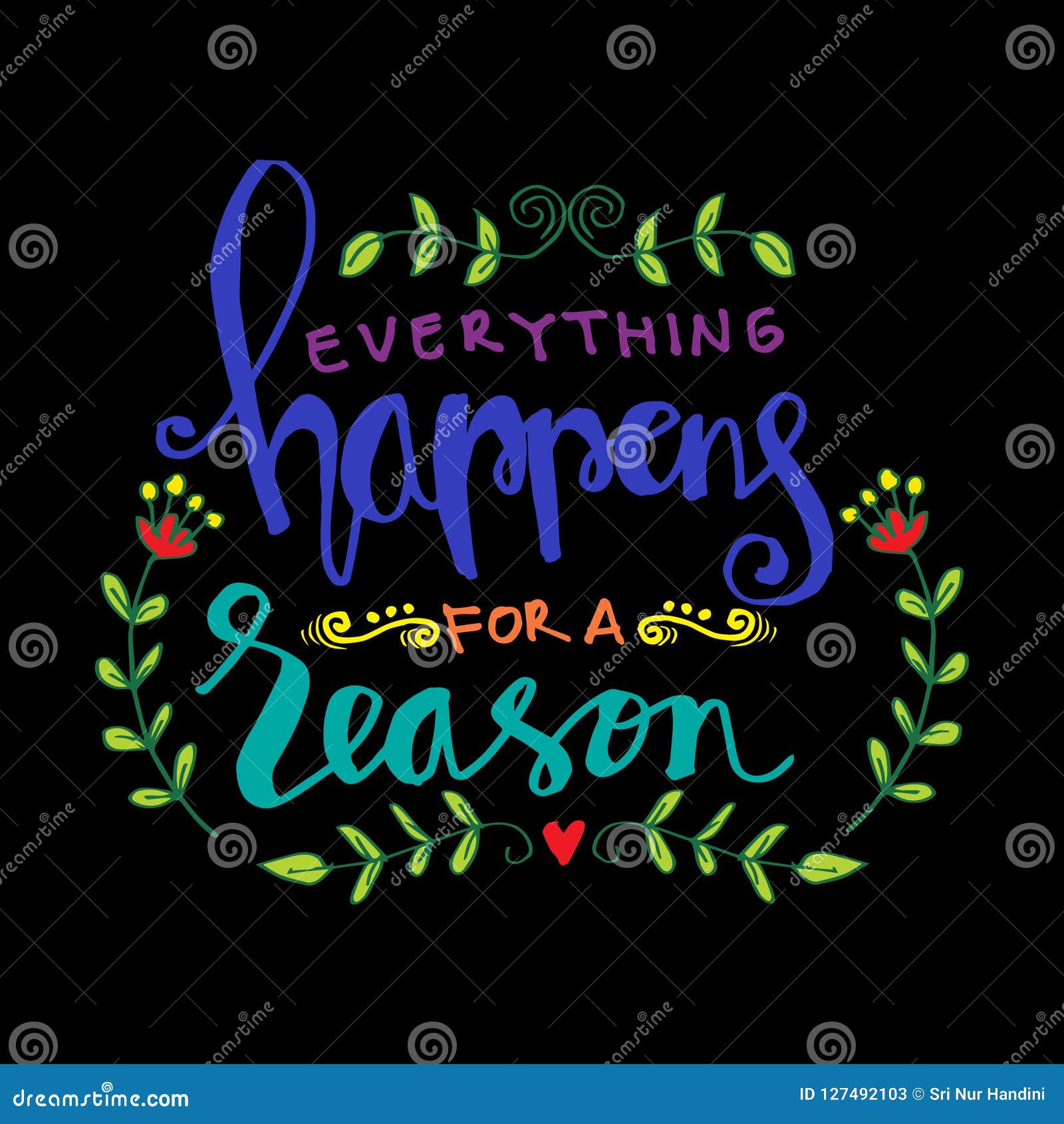 Everything Happens For A Reason. Inspiring Creative Motivation Quote ...