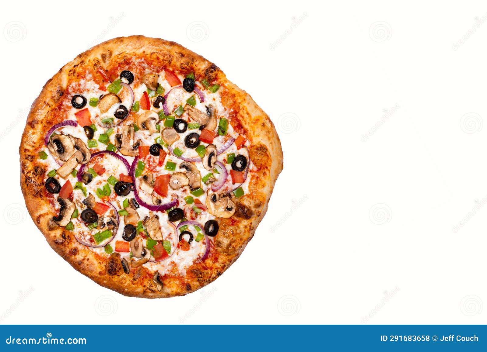 Everything Pizza on White Background Stock Photo - Image of vegetable ...