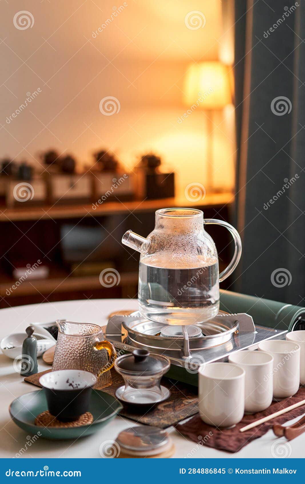 Brewing White Tea in a Transparent Teapot. Everything is Ready for the ...