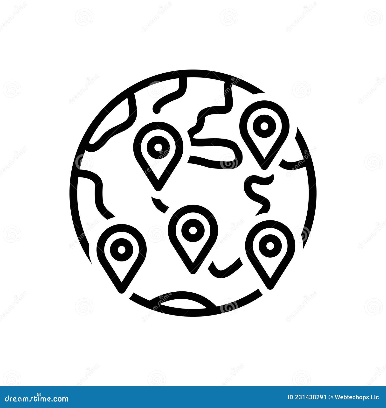 Black Line Icon for Everywhere, Here and Ubiquitously Stock ...